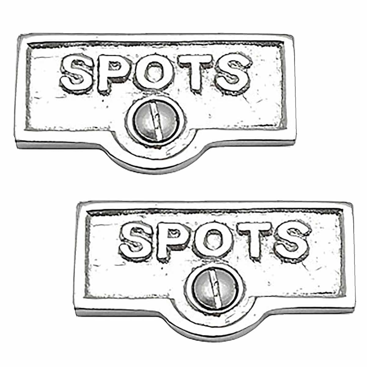 2 Switch Plate Tags SPOTS Name Signs Labels Chrome Brass Traditional ...