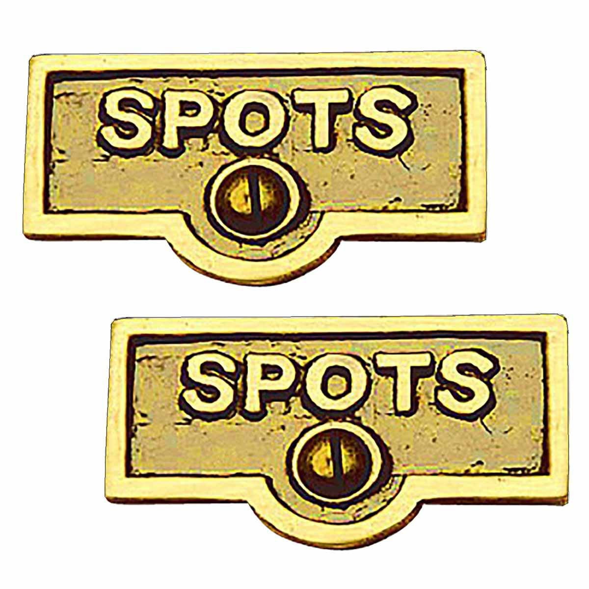 2 Switch Plate Tags SPOTS Name Signs Labels Lacquered Brass Traditional ...