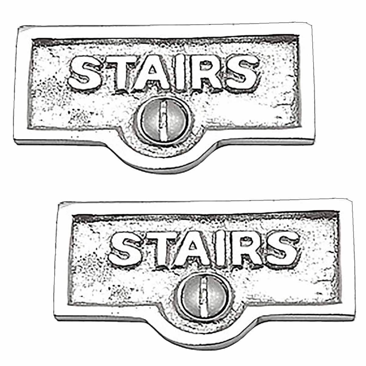2 Switch Plate Tags STAIRS Name Signs Labels Chrome Brass Traditional ...