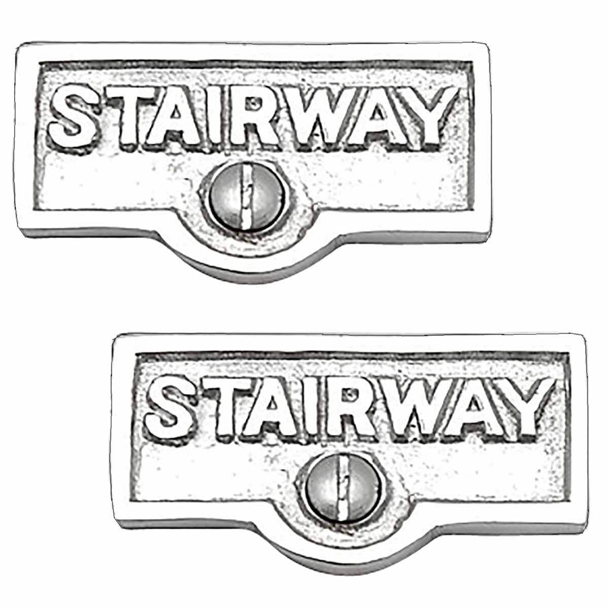 2 Switch Plate Tags STAIRWAY Name Signs Labels Chrome Brass Traditional ...
