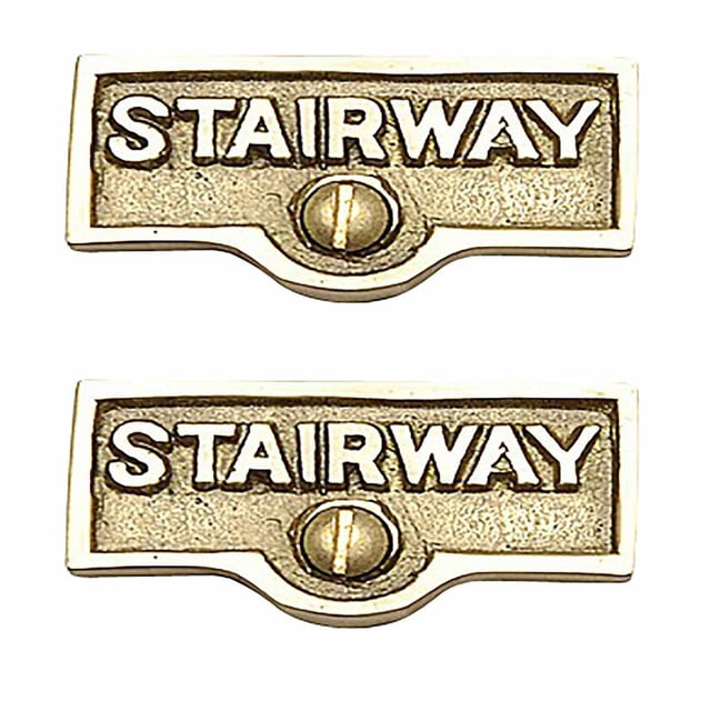 2 Switch Plate Tags STAIRWAY Name Signs Lacquered Brass Traditional ...