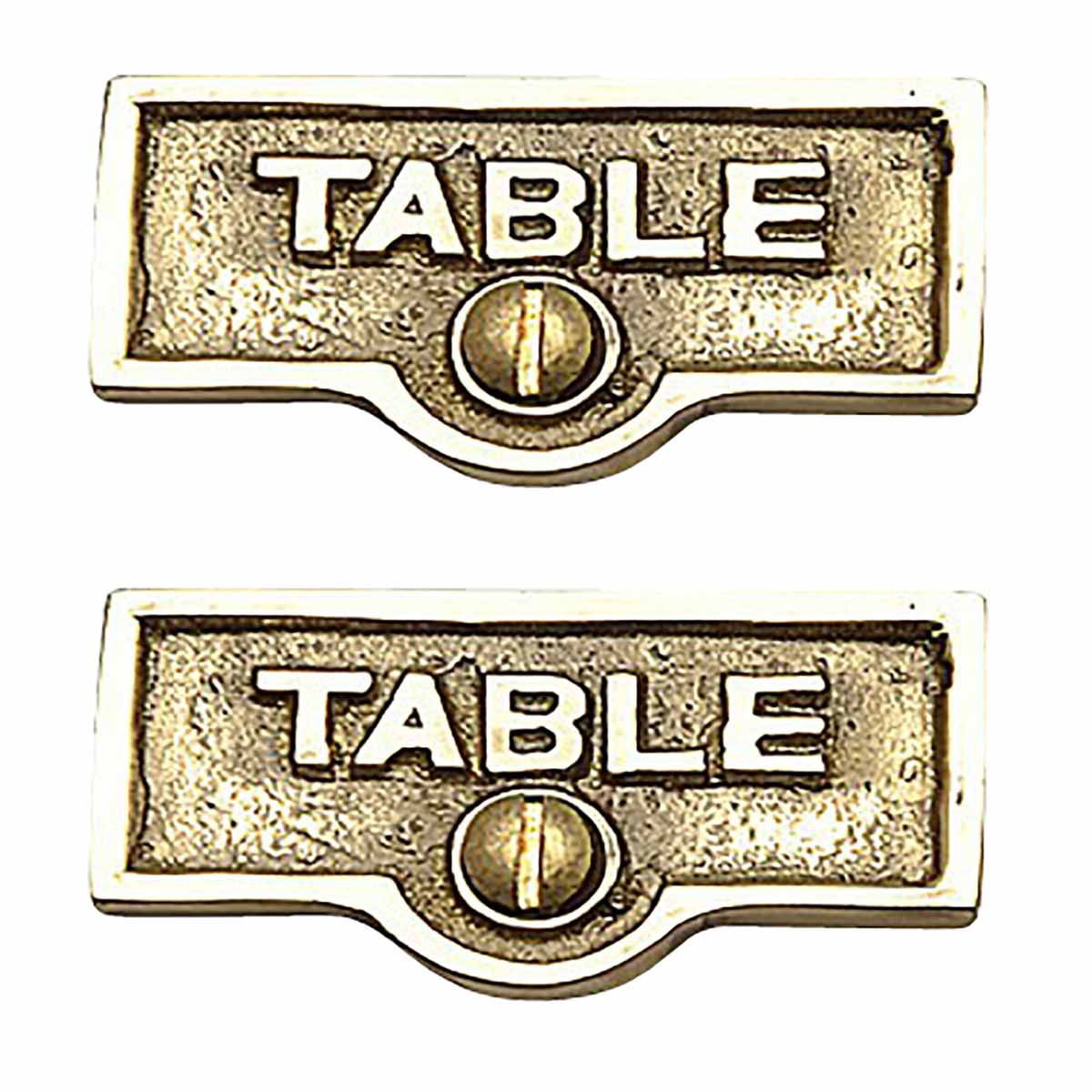 2 Switch Plate Tags TABLE Name Signs Labels Lacquered Brass Traditional ...