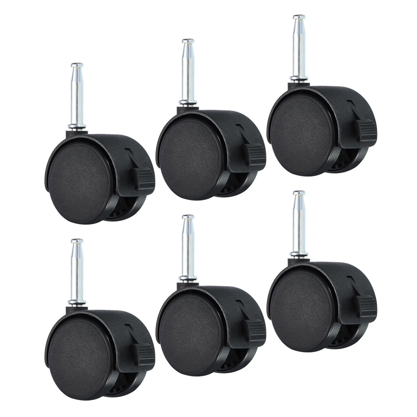 2" Swivel Stem Casters Nylon 360 Degree Insert Stem Wheel with Brake, 6 ...