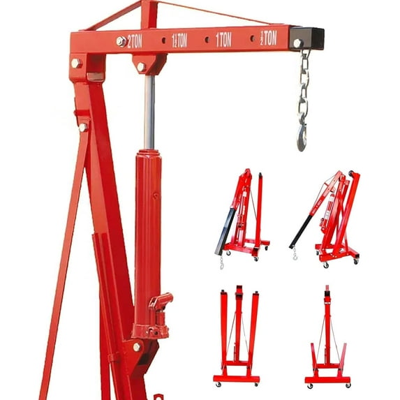 2 TON 4000 lbs Foldable Hydraulic Engine Hoist Cherry Picker Heavy-Duty for Garage Shop Lifting ...