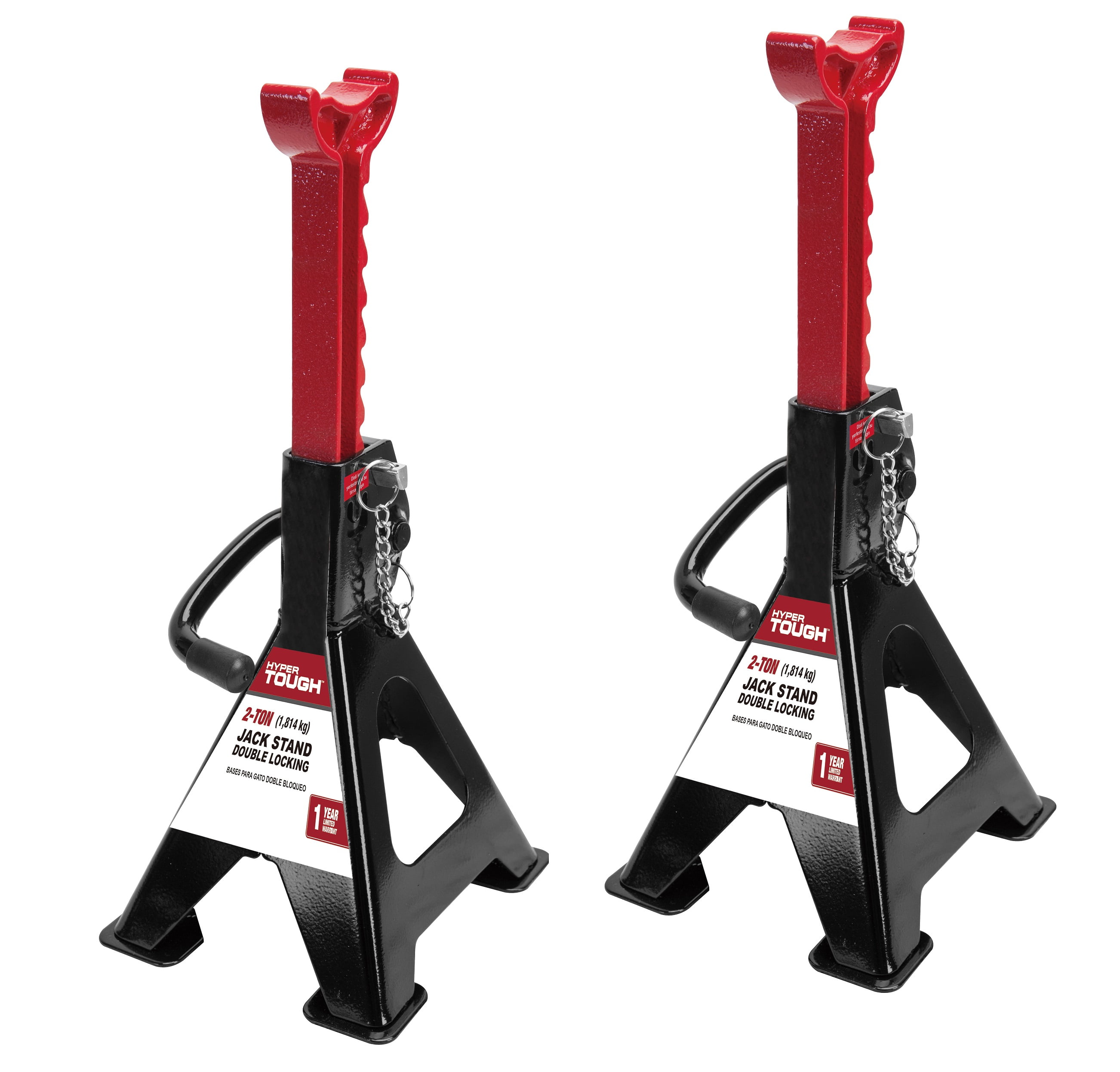 Hyper Tough T42001CW 2 Ton Double Locking Steel Jack Stand, Black ...