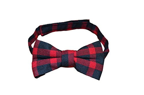 2 TWO Lumberjack Red and Black Plaid Classy Boy Bow Ties High Quality ...