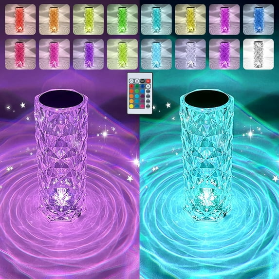 2 Table Lamp, Remote and Touch Control Rose Wave Lamp, Color Changing ...