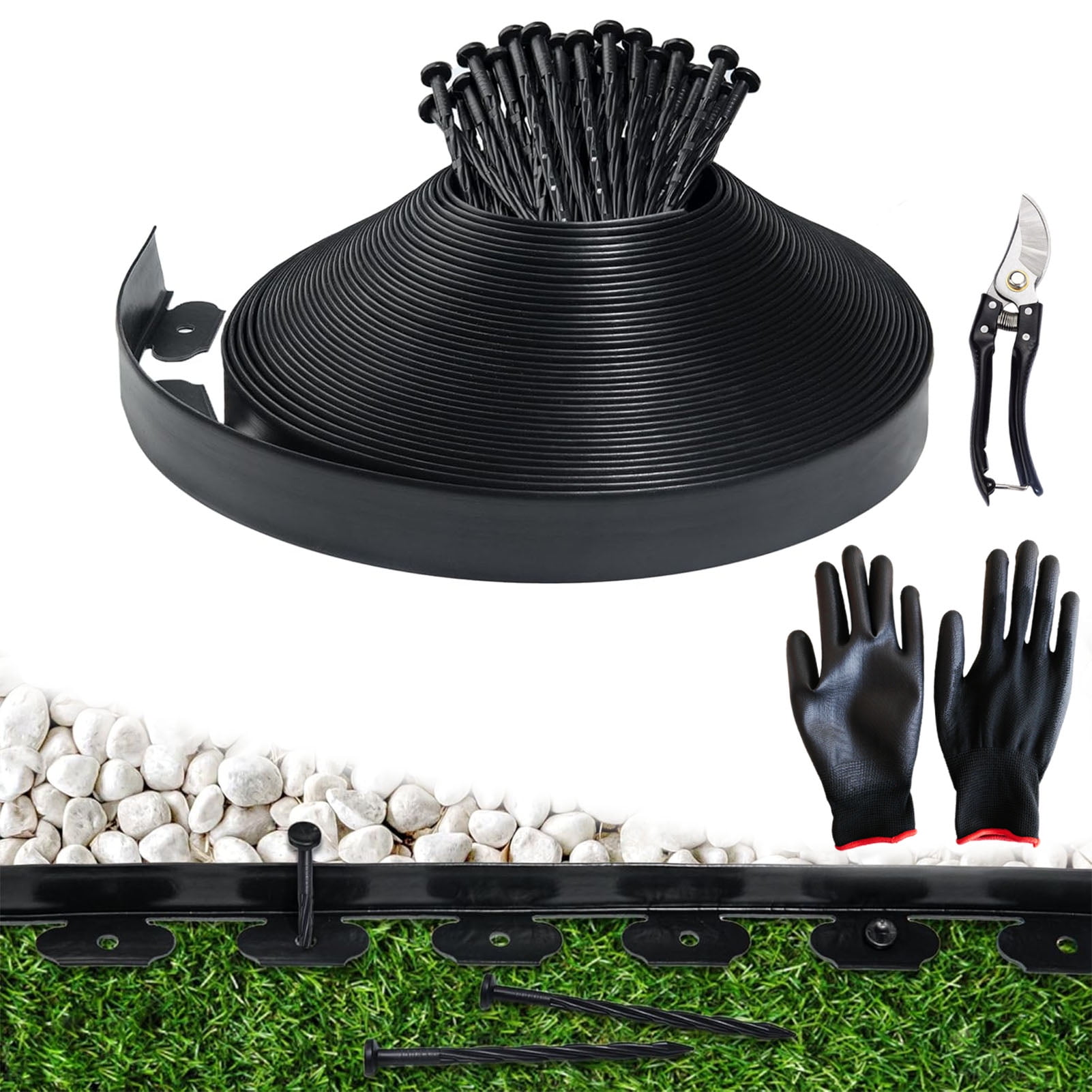 2 in Tall, 33FT No-Dig Landscape Edging with 30 Pcs Garden Staples, 1PC ...