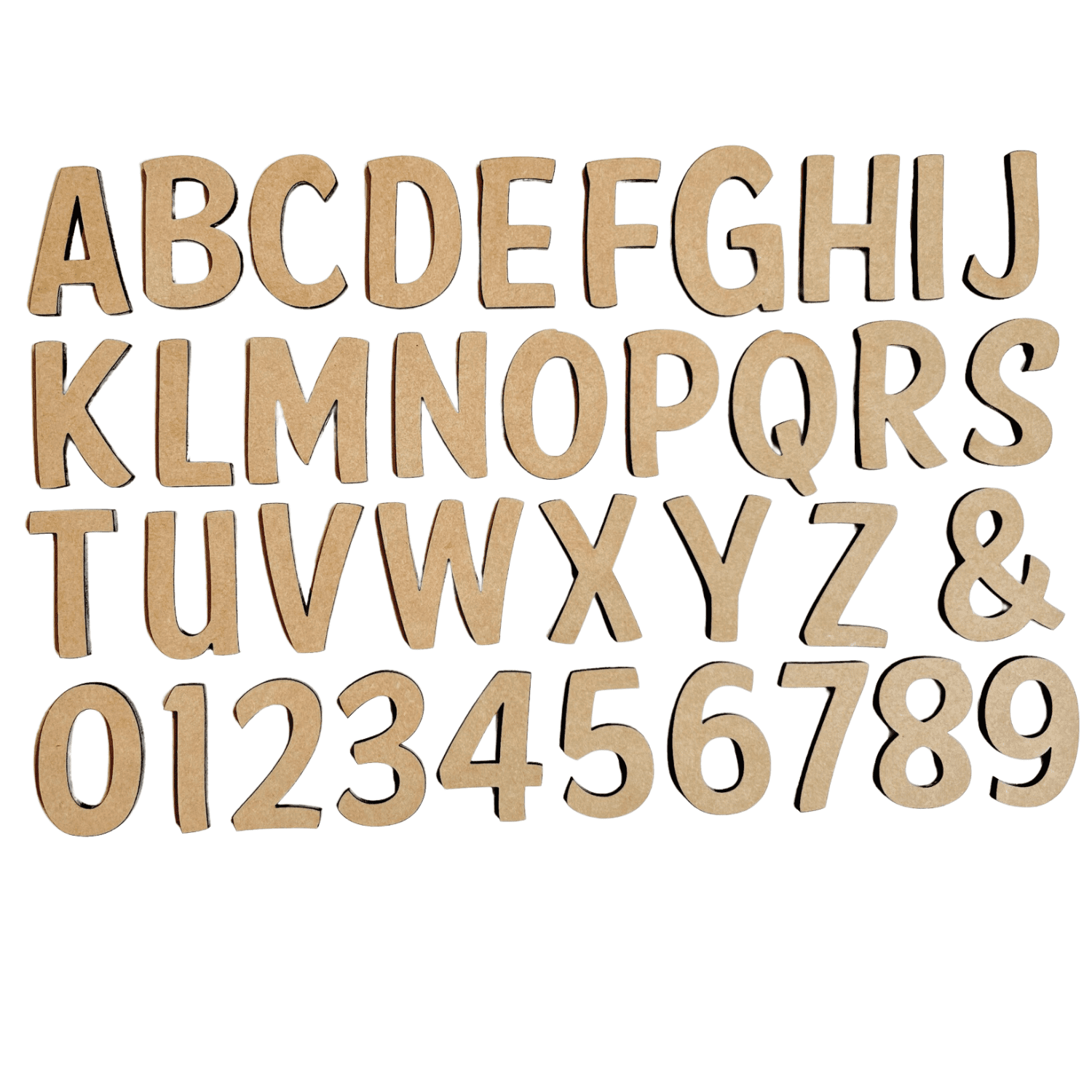 2" Tall MDF Wood Full Set Letters and Numbers | 1/4" Thick | Wood ...