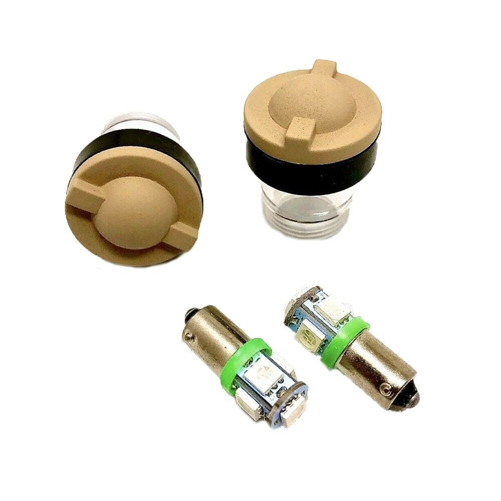 2 Tan Lens Covers + 2 Seals + 2 Led Green Bulbs, fits Military Humvee ...