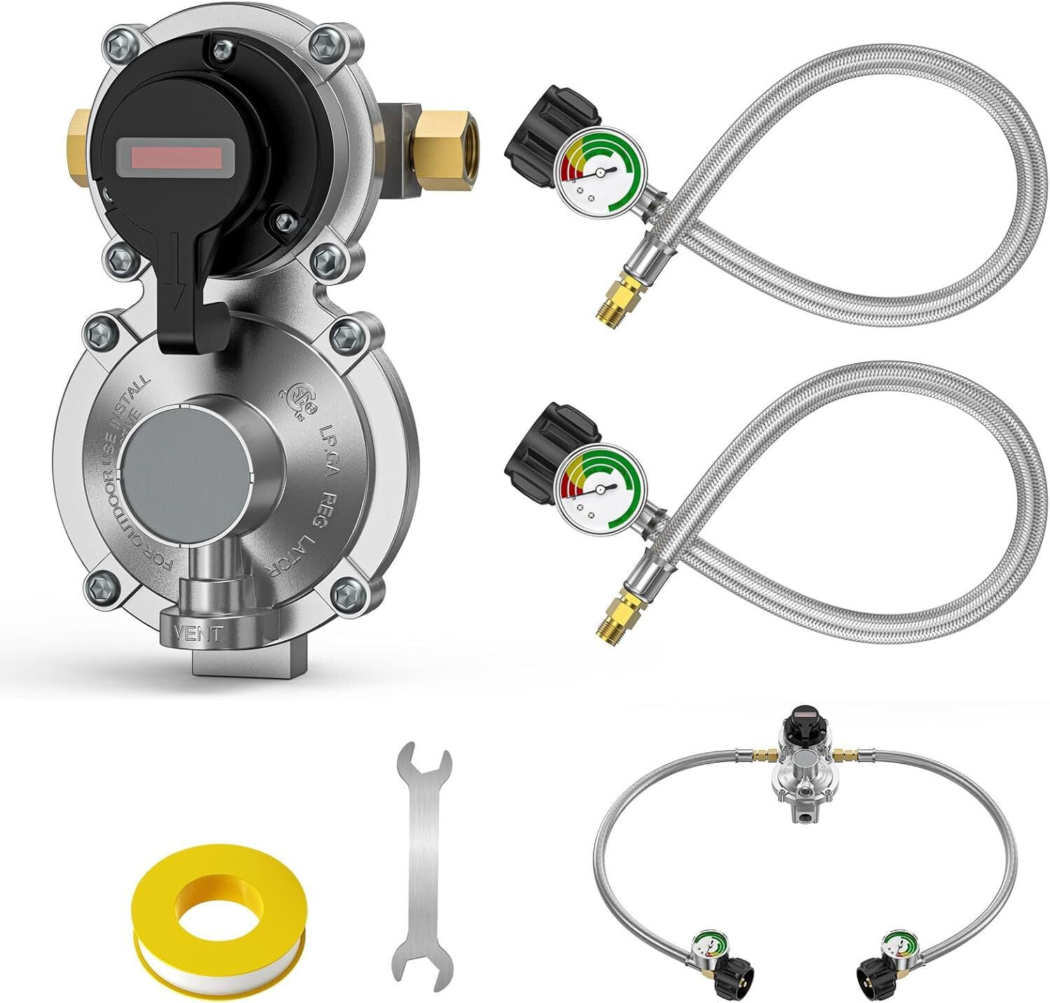 2 Tank-2-Stage Auto Changeover LP Propane Regulator Includes 18 ...