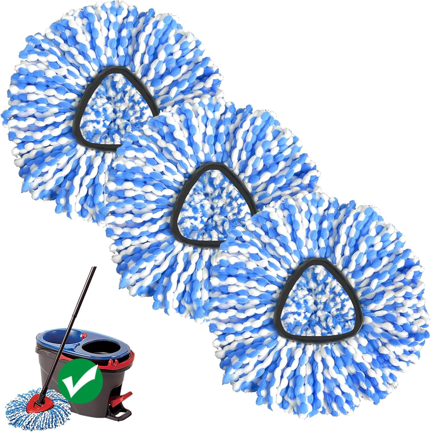 2-Tank System Spin Mop Replacement Head, 3 Pack Mop Head Replacement ...