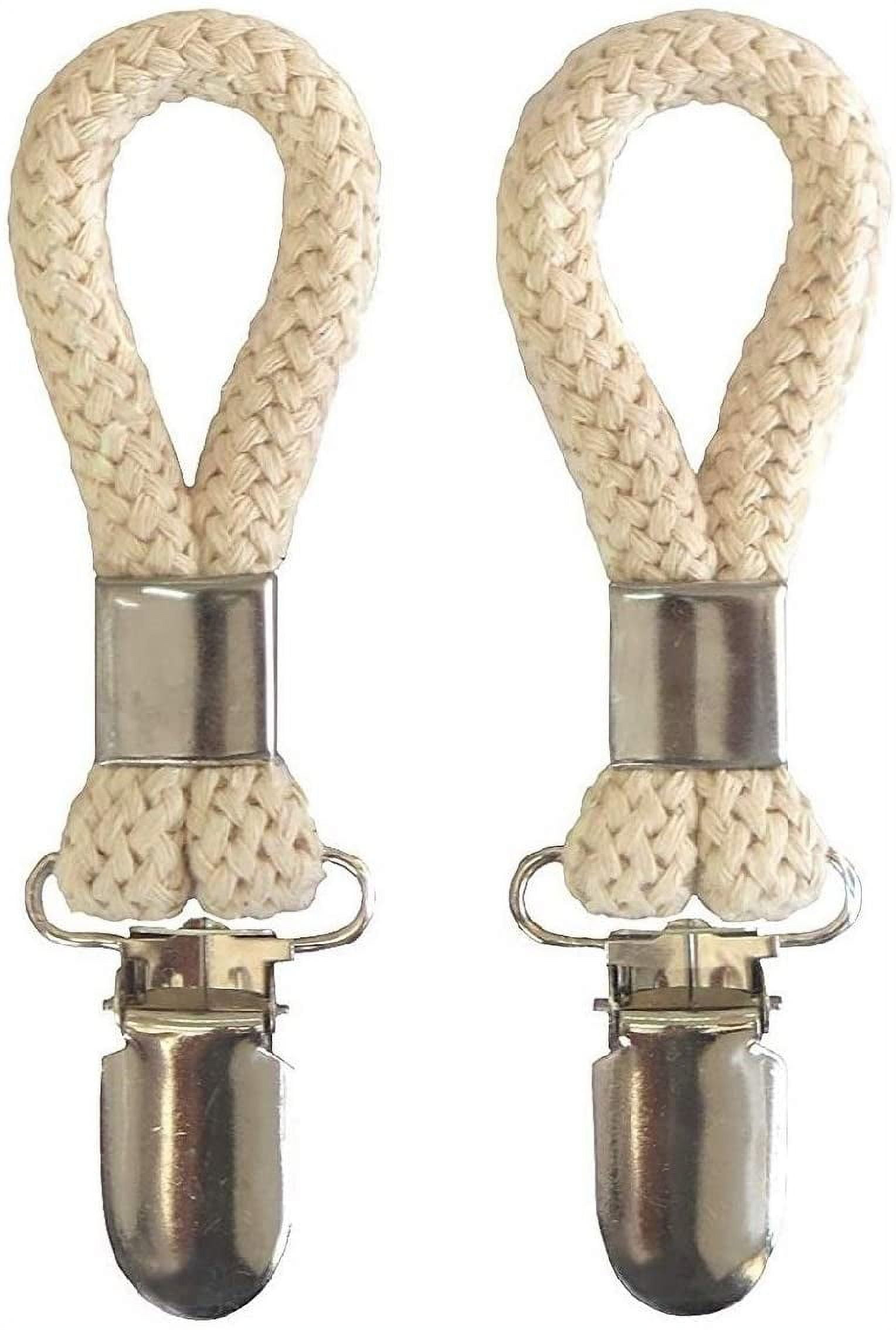 2 Tea Towel Clips - Cloth Hanger Holder Brackets - Braided Cotton Loop ...