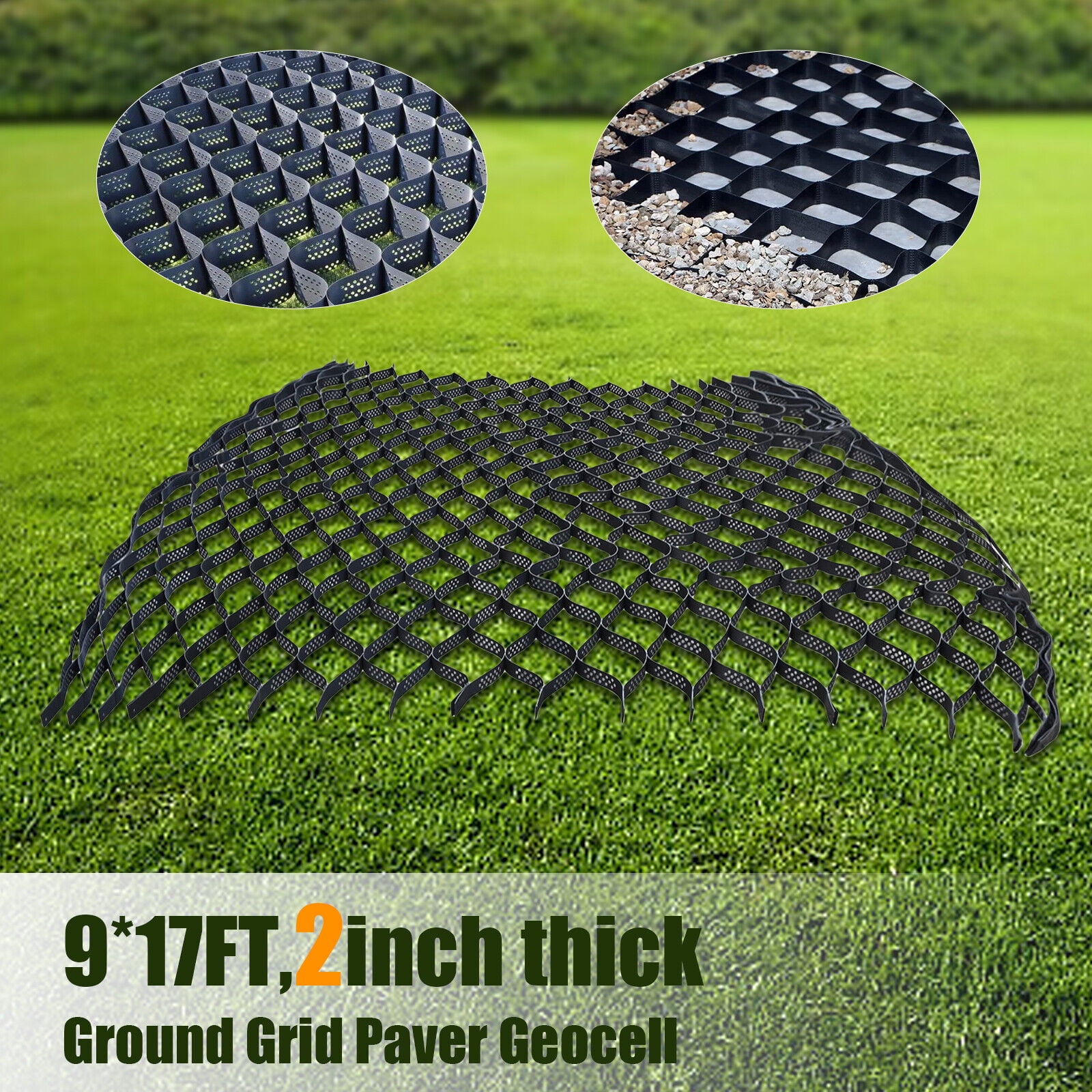 2" Thick 9ft*17ft HDPE Ground Grid Honeycomb Permeable Pavers for Grass ...