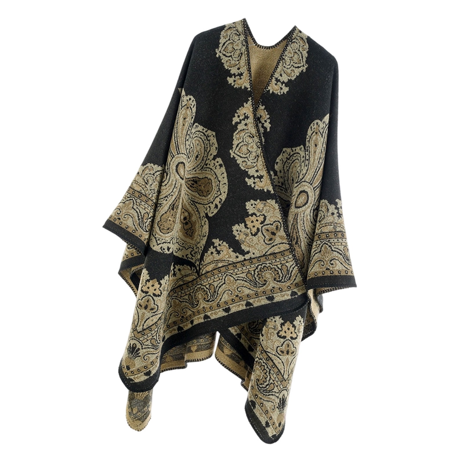 2. Thickened Ethnic Shawl Scarf Wrap, Winter-Ready Pattern For Outdoor ...