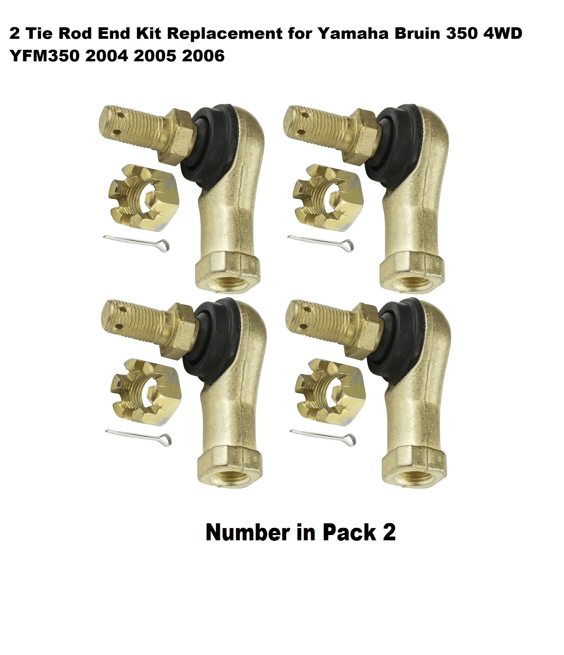 2 Tie Rod End Kit Replacement for Yamaha Bruin 350 4WD YFM350 2004 2005 ...