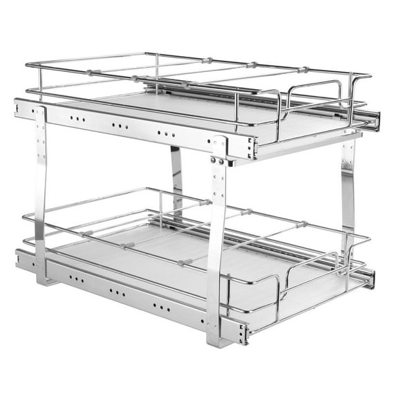 2 Tier 14"W x 21"D Pull Out Cabinet Organizer, Heavy Duty Slide Out ...