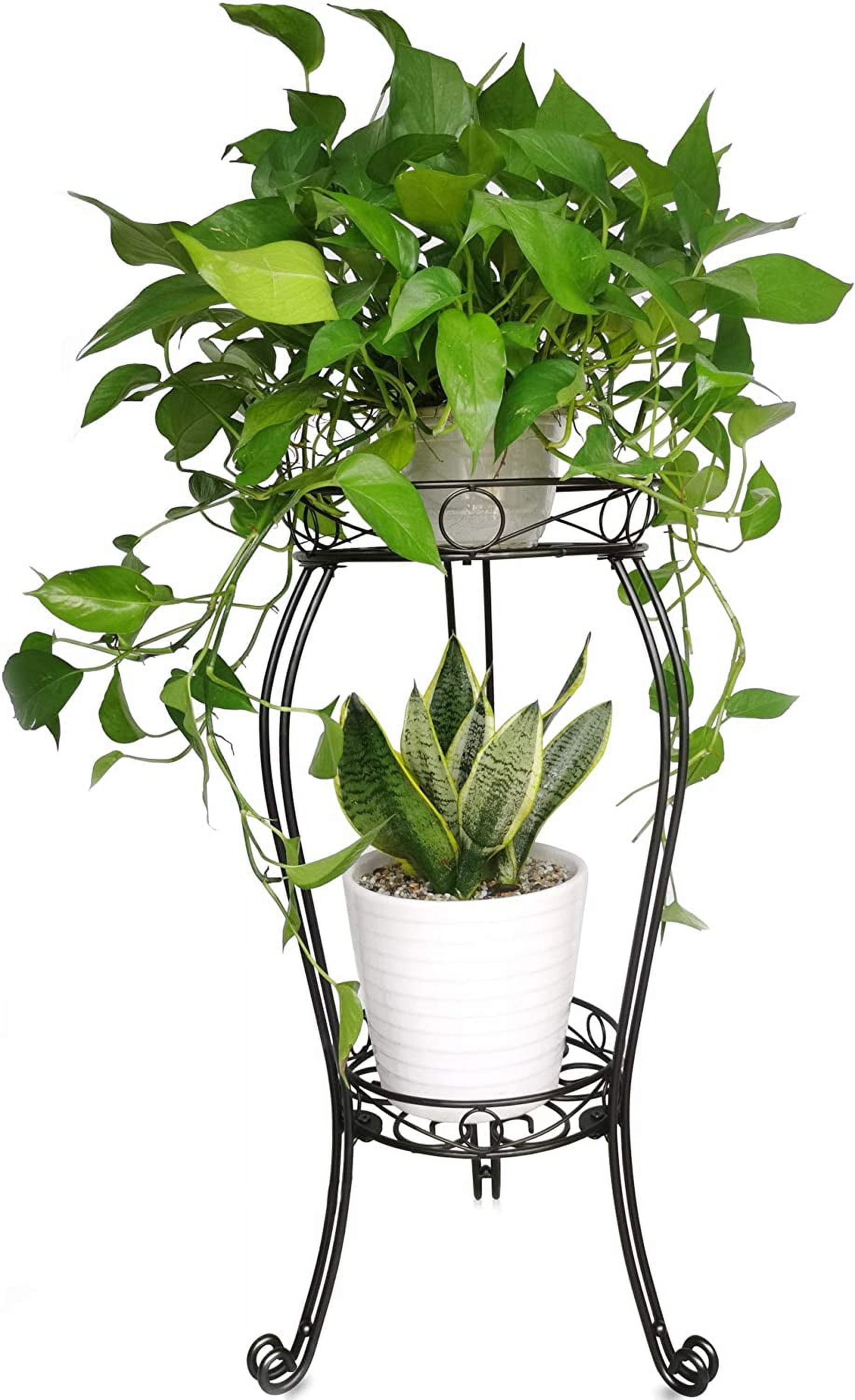 2 Tier 28.4inch Tall Metal Plant Stand Flower Pot Stand Rack 11.8 ...