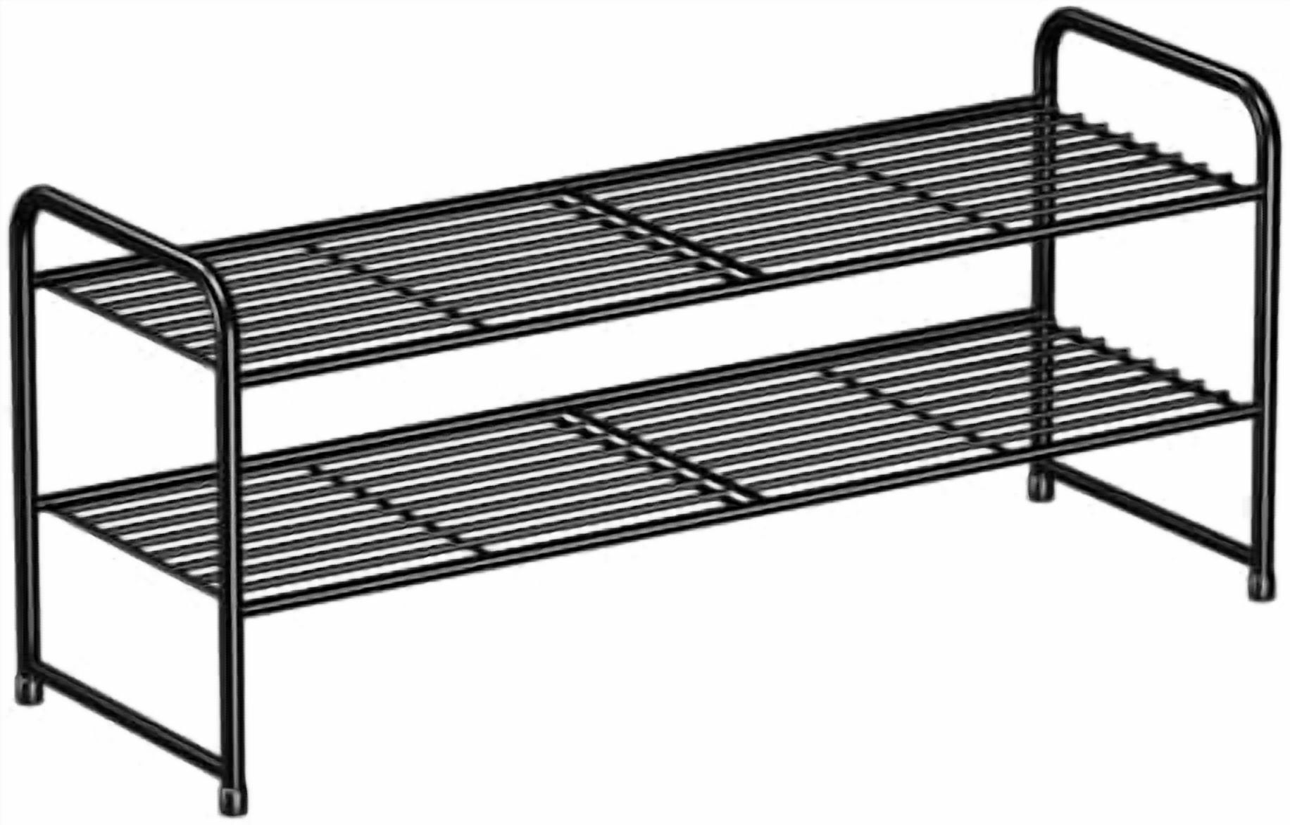 2-Tier 33" Wide Shoe Rack, Closet Metal Shoe Rack Organizer Heavy Duty ...