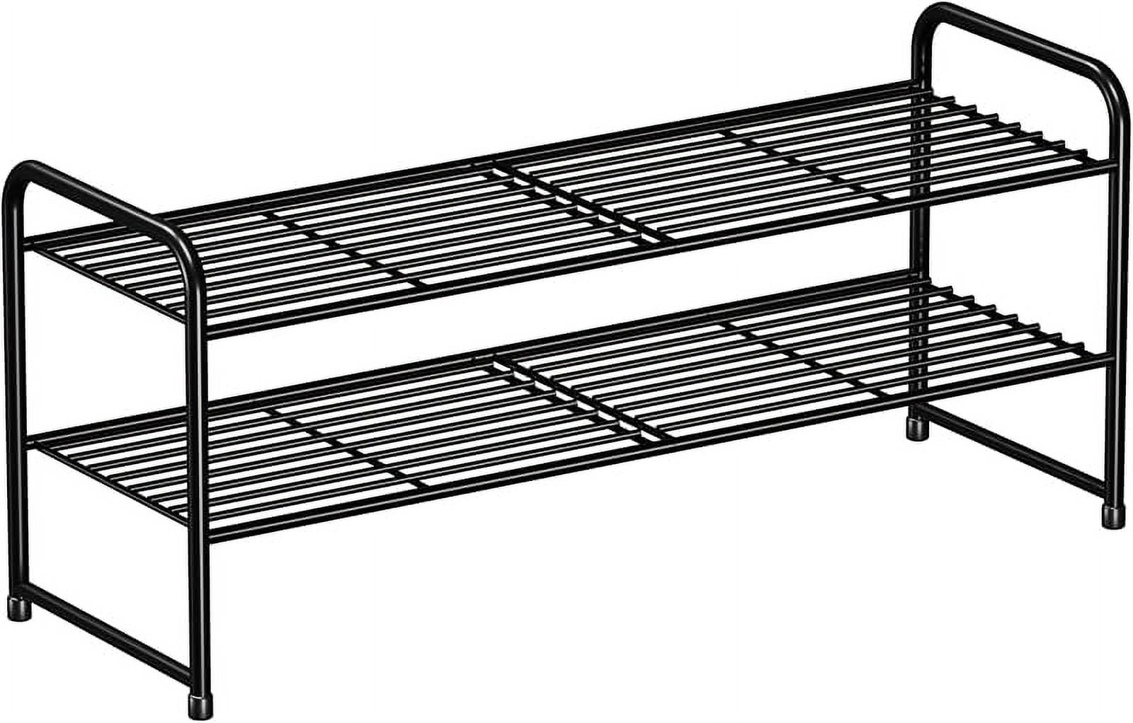 2-Tier 33" Wide Shoe Rack, Closet Metal Shoe Rack Organizer Heavy Duty ...
