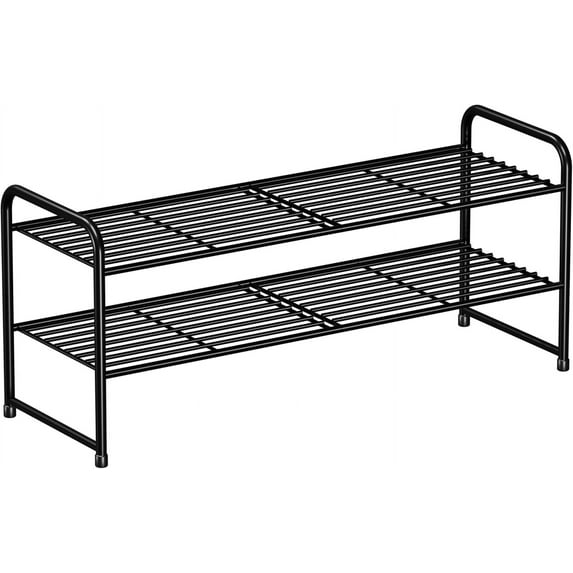 2-Tier 33" Wide Shoe Rack, Closet Metal Shoe Rack Organizer Heavy Duty ...