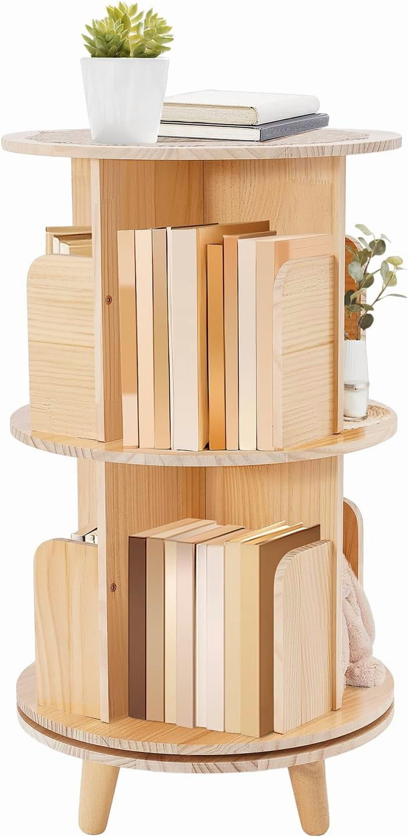 2 Tier 360°Narrow Bookshelf, Floor Standing Bookcase, Multi-Functional ...