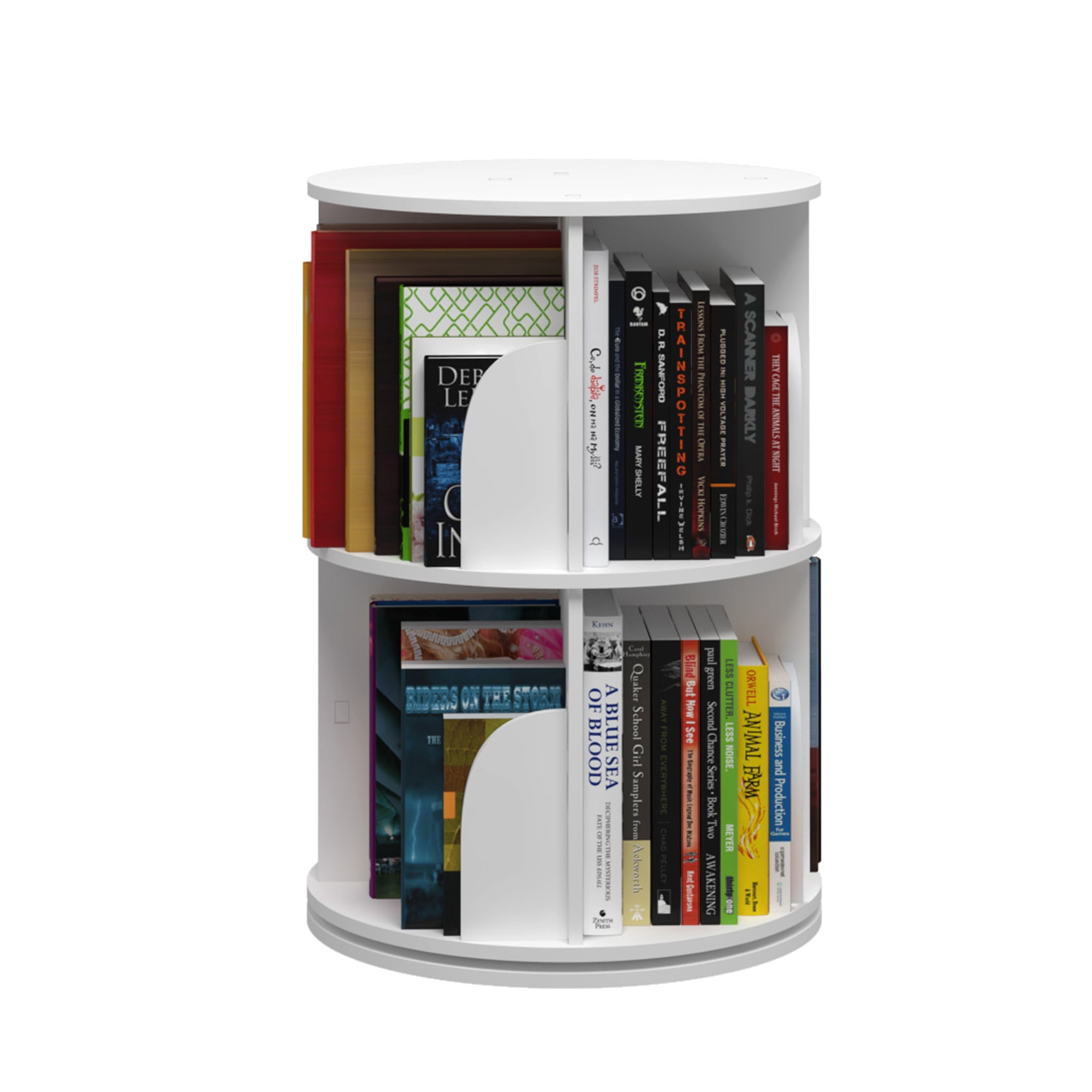2 Tier 360Â° Rotating Stackable Shelves Bookshelf Organizer (White ...