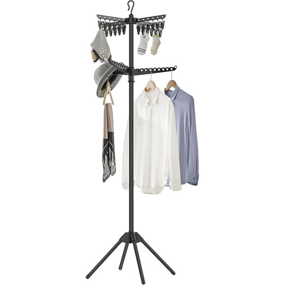 2-Tier 72-Inch Folding Clothes Drying Rack with 3 Rotatable Arms and 24 ...