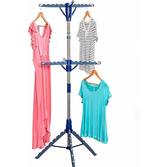 2-Tier 73-Inch Collapsible Tripod Drying Rack, Heavy Duty Chrome Steel ...