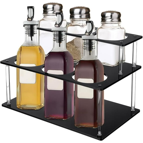 2-Tier Acrylic Coffee Syrup Organizer Rack 6 Bottle Black Bottle Holder ...