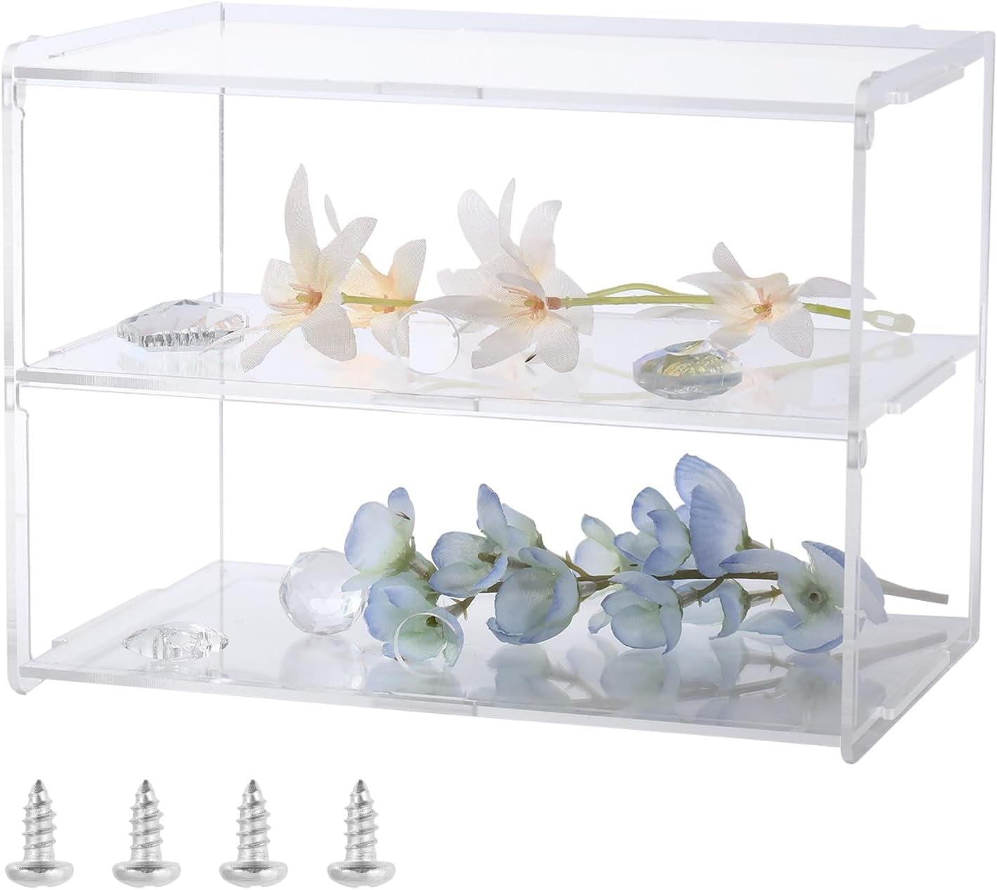 2 Tier Acrylic Display Case Clear Display Storage Box Display Case ...