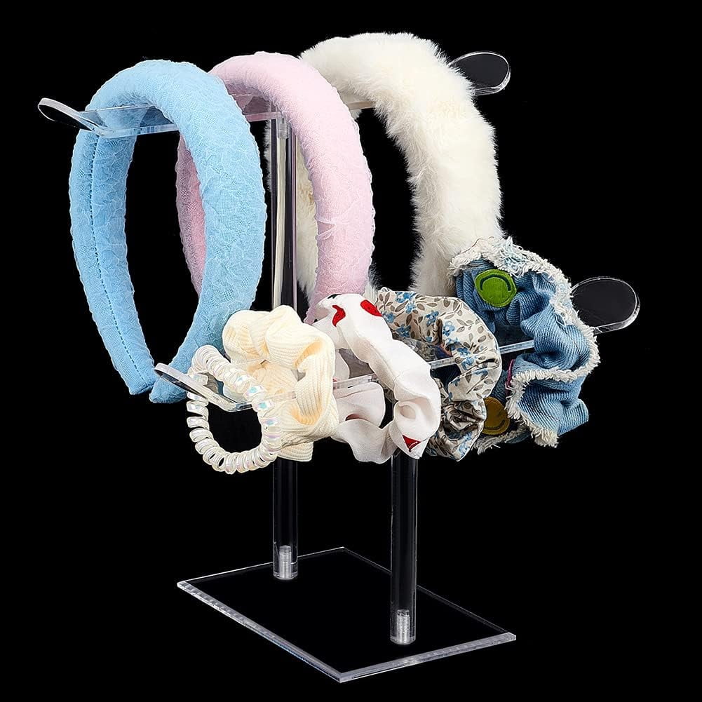 2 Tier Acrylic Headband Holder T Shape Clear Hair Ties Holder Organize ...