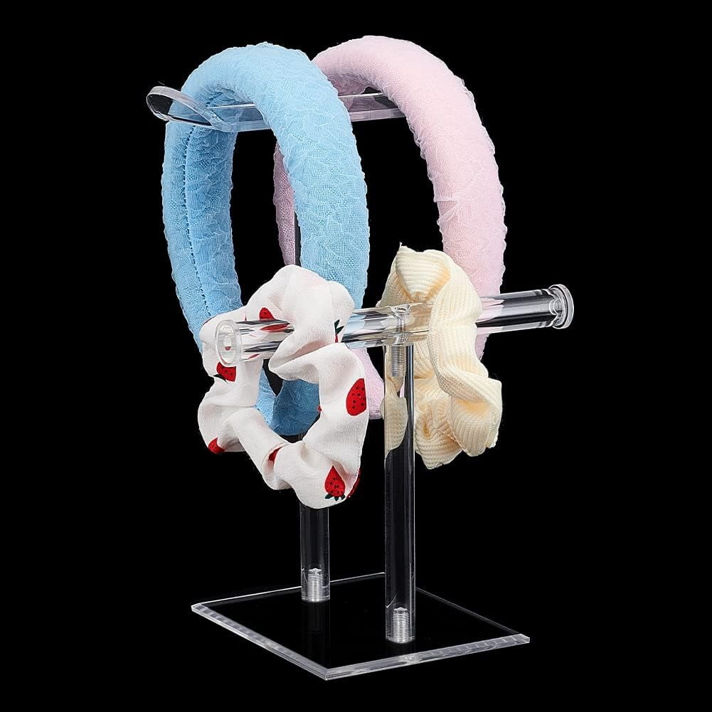2 Tier Acrylic Headband Holder T Shape Scrunchie Holder Clear Hair Ties ...