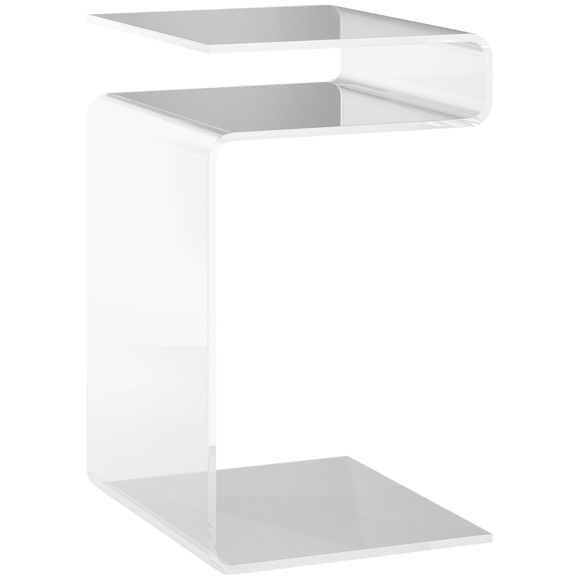 2-Tier Acrylic Side Table, Modern S-Shaped End Table For Small Spaces ...