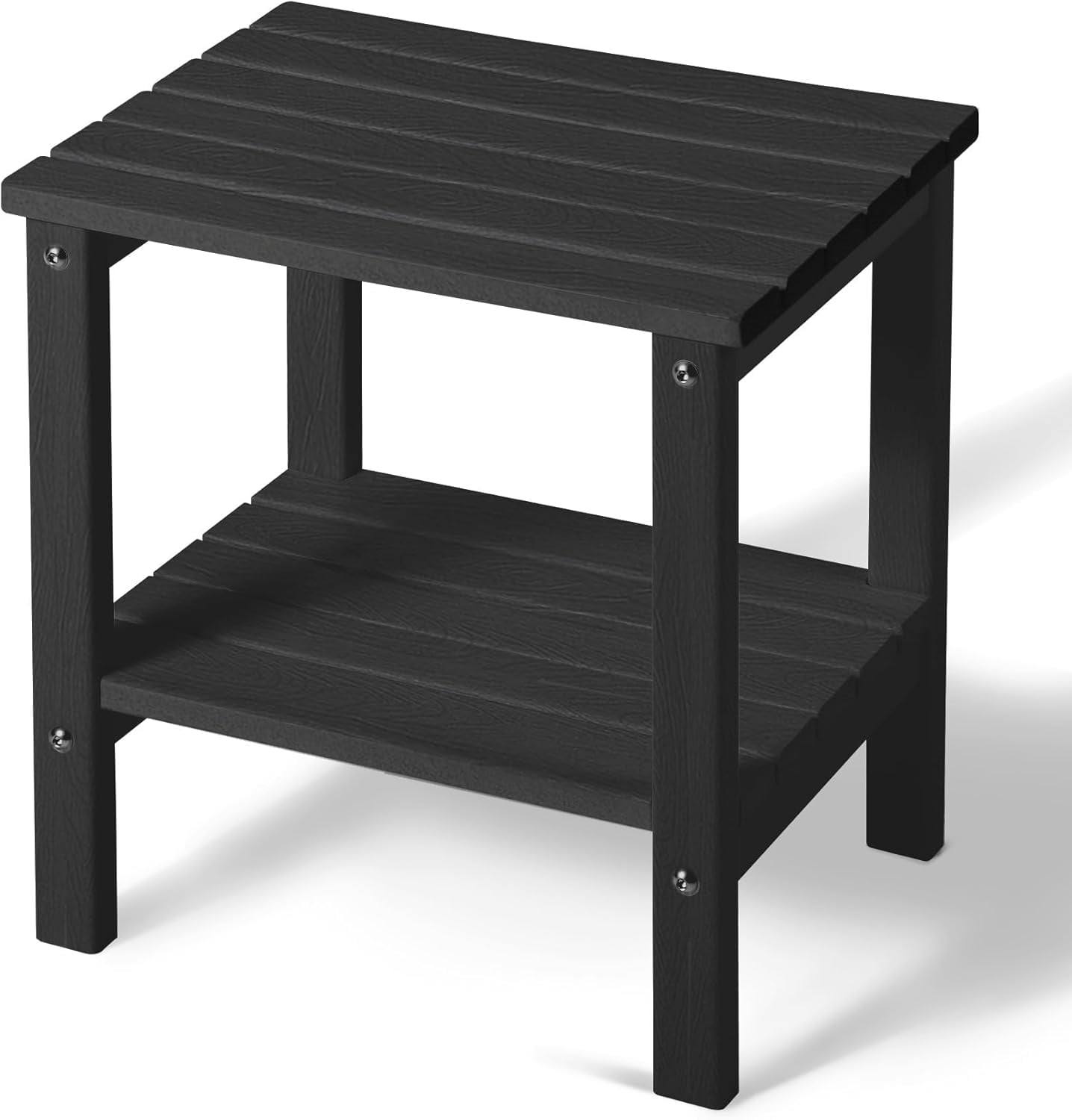 2-Tier Adirondack Square Side Table, 17" HDPE Outdoor Side Tables ...