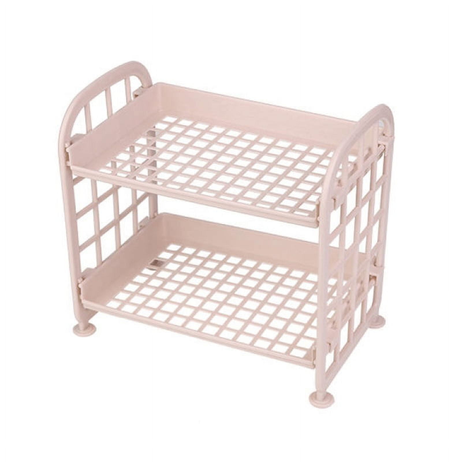 2-Tier Assembled Storage Shelf Plastic Seasoning Storage Rack ...