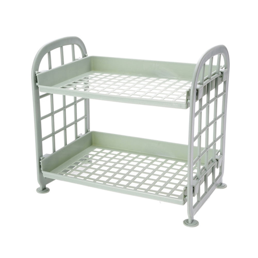 2-Tier Assembled Storage Shelf Plastic Seasoning Storage Rack ...