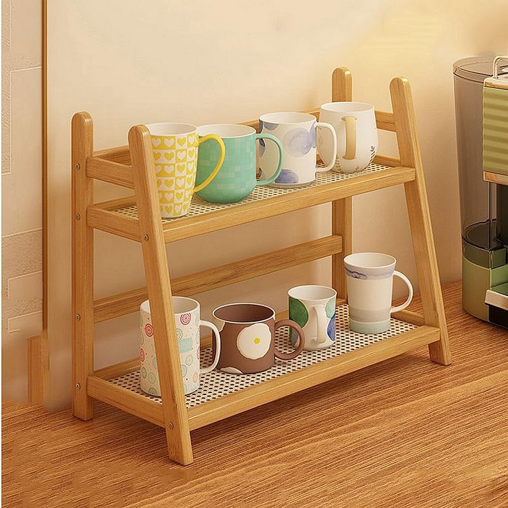 2-Tier Bamboo Kitchen Rack - Spice, Coffee,Cup Storage. Bamboo Kitchen ...