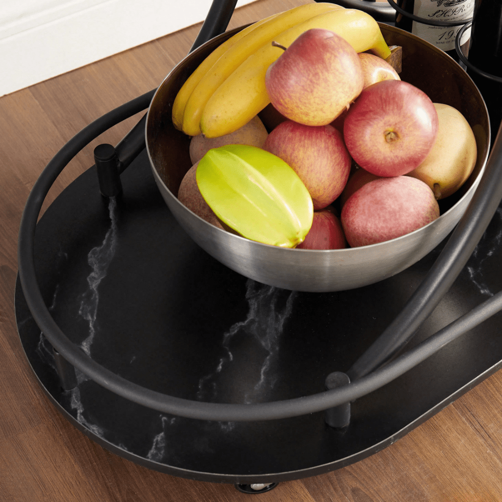 2-Tier Bar Cart, Mobile Bar Serving Cart, Industrial Style Wine Cart ...