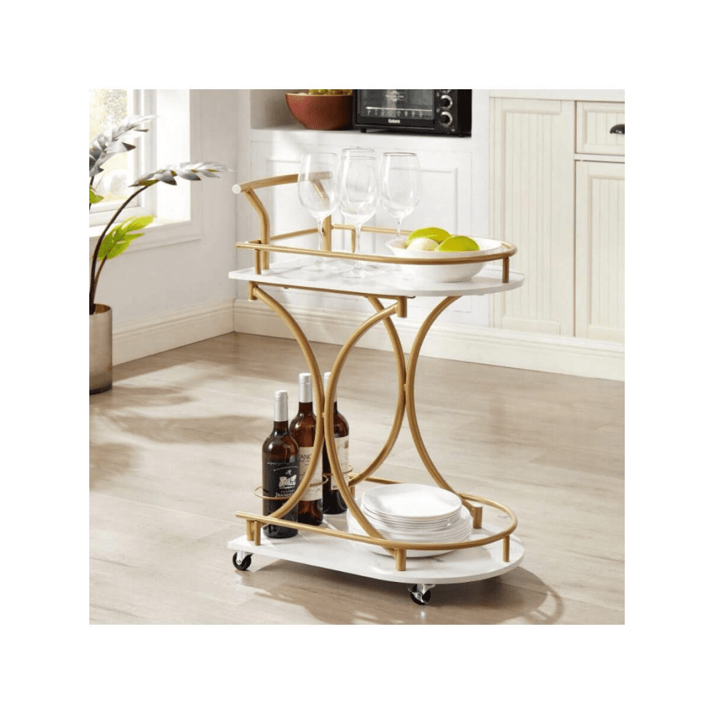 2-Tier Bar Cart, Mobile Bar Serving Cart, Industrial Style Wine Cart ...