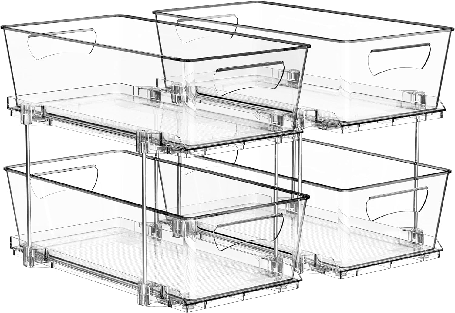 2 Tier Basket Drawer Cabinet Pull-Out Organizer, Pack, Clear - Walmart.com