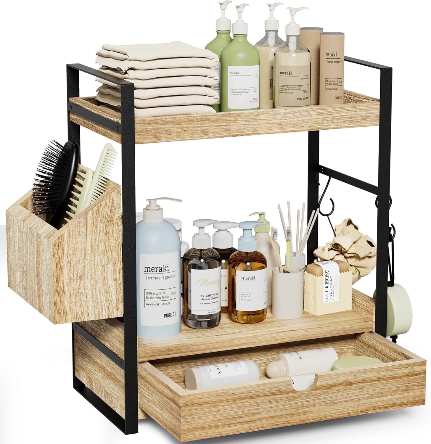 "Gijjgole 2-Tier Bathroom Counter Organizer, Wood Storage Shelf with ...