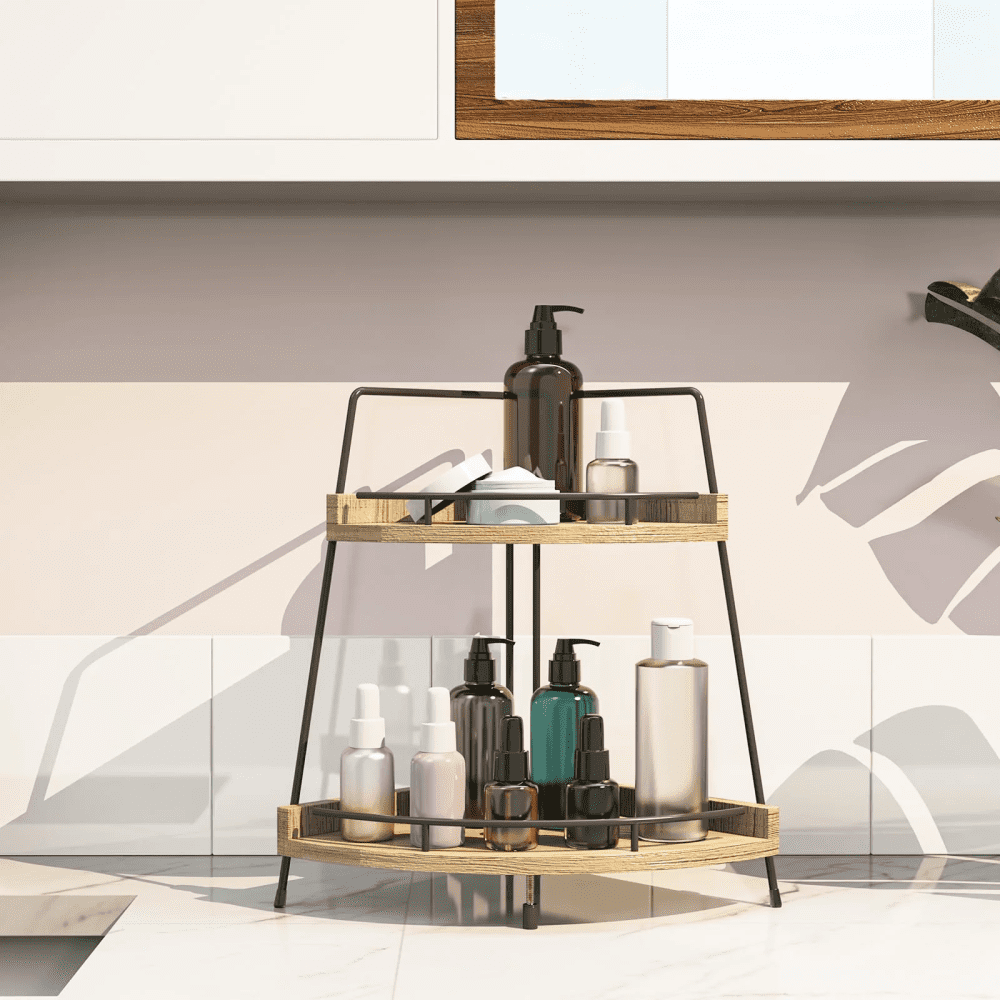 2-Tier Bathroom Counter Organizer,Vanity Counter Corner Shelf, Skincare ...