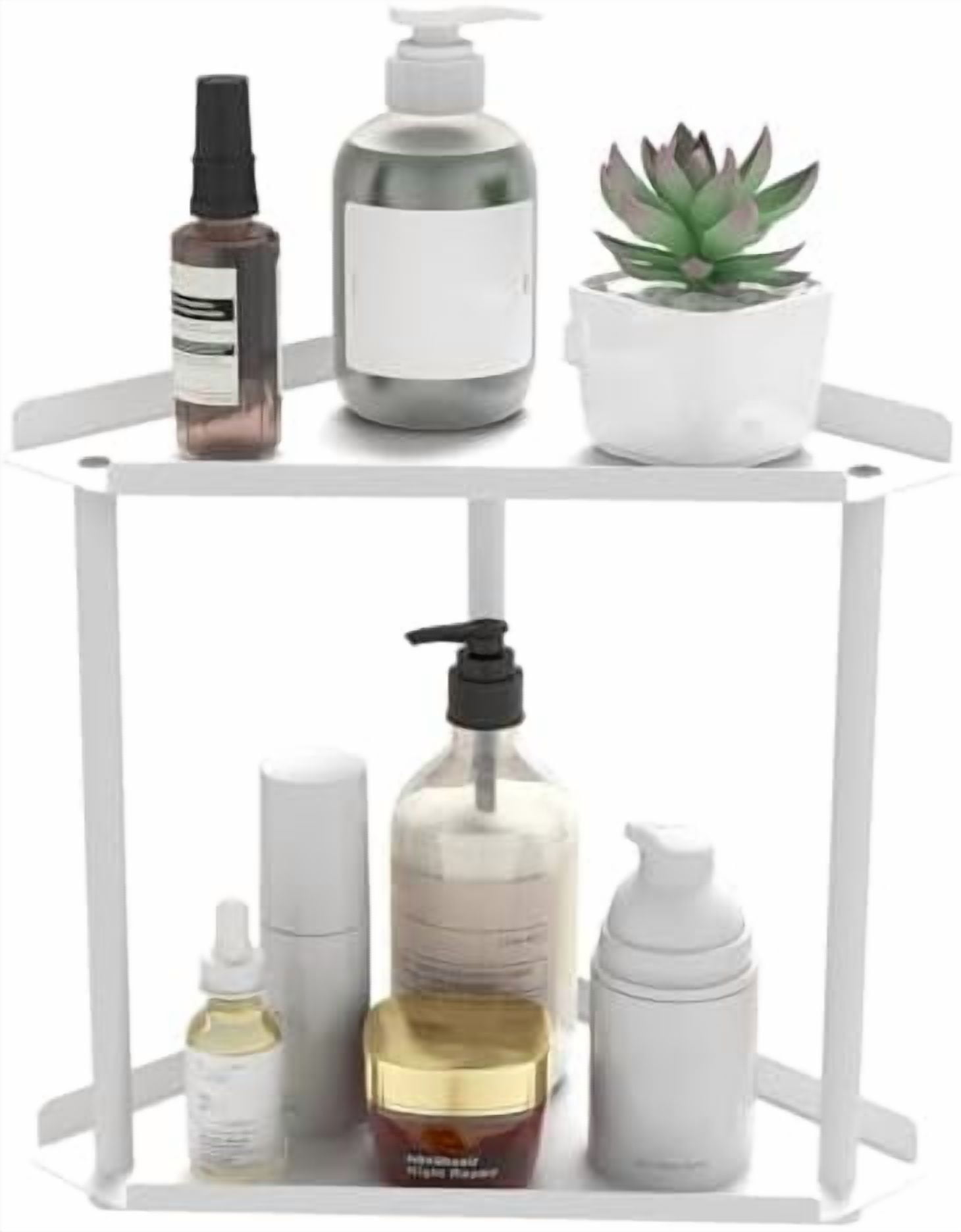 2 Tier Bathroom Counter Organizer, Vanity Organizer Corner Shelf ...