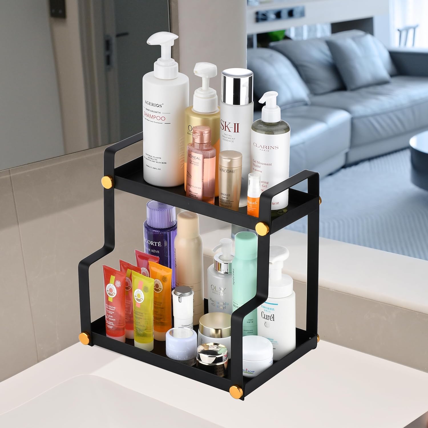 2 Tier Bathroom Countertop Organizer,Cosmetic Organizer,Storage Shelf ...