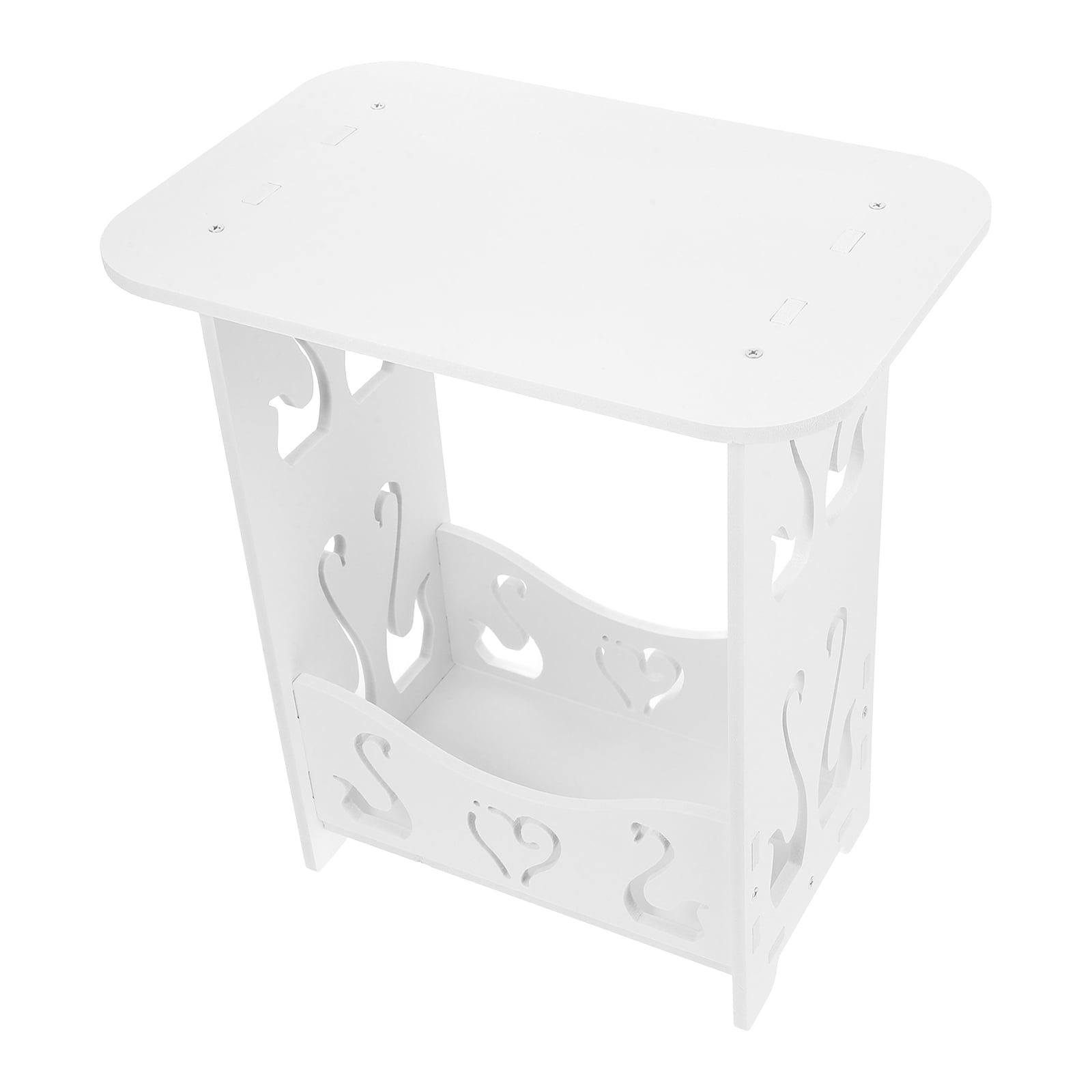White Compact Side Table with 2 Tiers for -based Panels 15.7 Inch ...