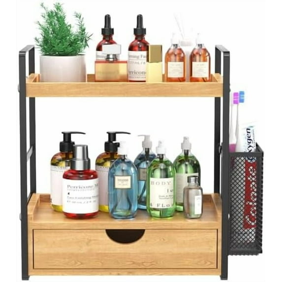 2-Tier Bathroom Organizer with Drawers and Baskets, Multi-Purpose ...