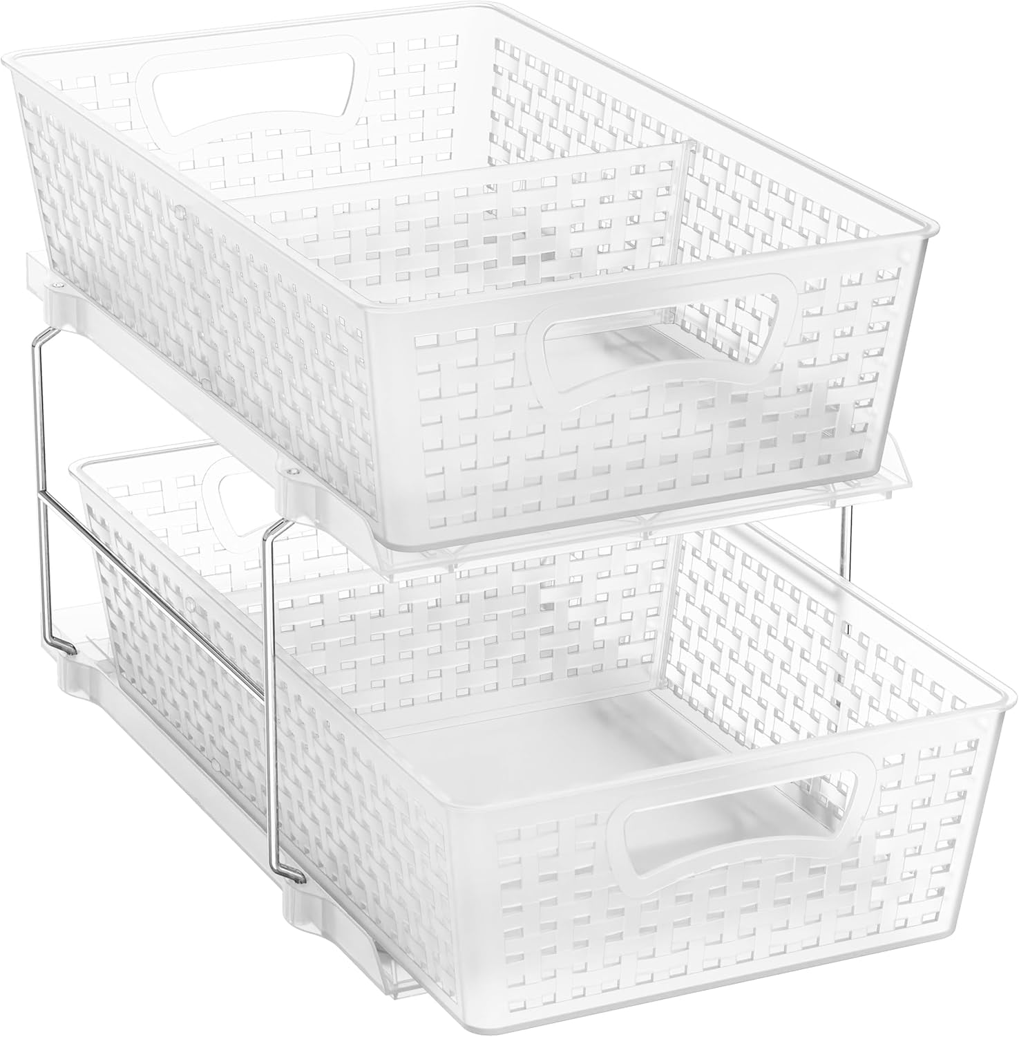 2 Tier Bathroom Organizer Tray Pull-Out Sliding Drawer Under Sink ...