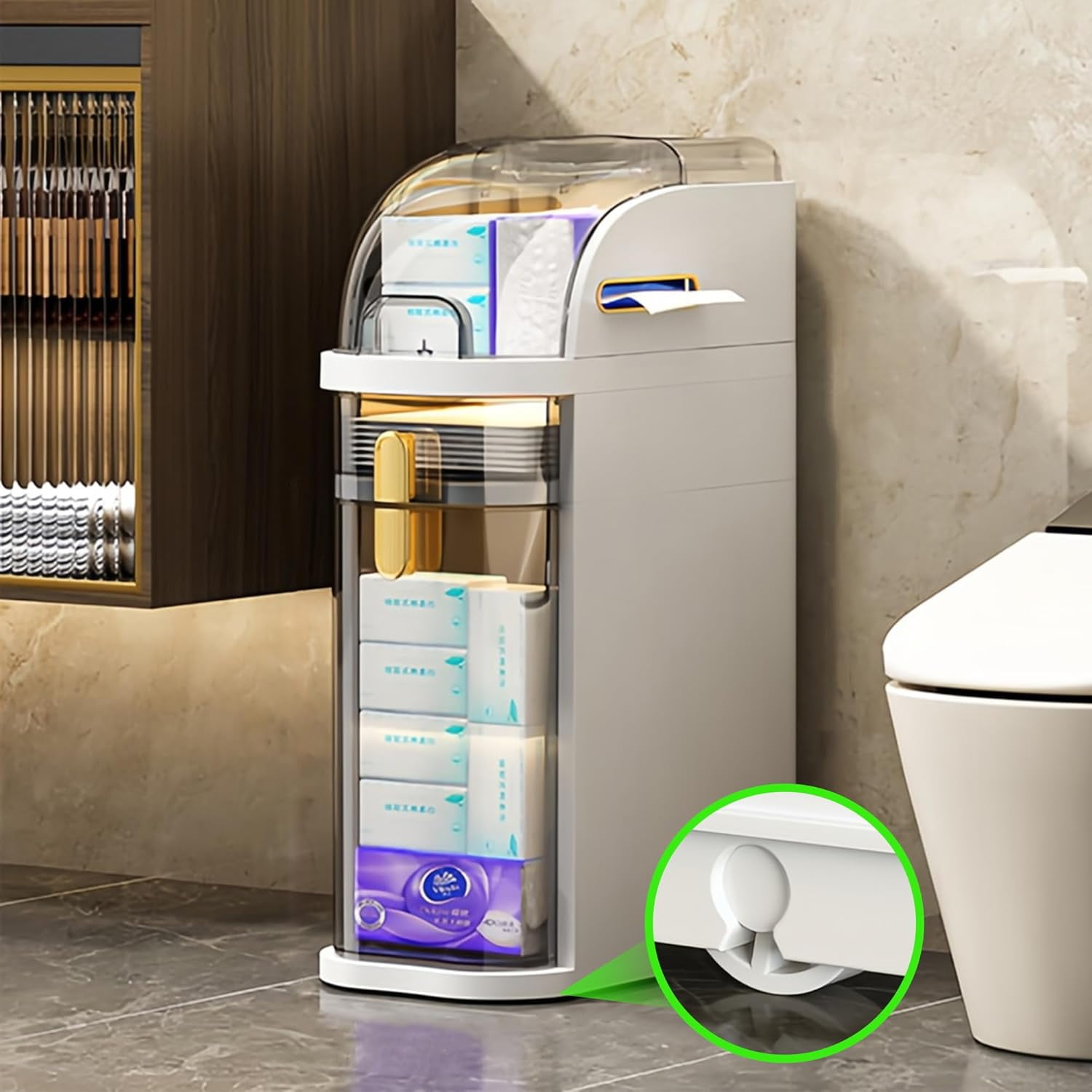 2-Tier Bathroom Storage Cabinet, Waterproof Skinny Bathroom Storage ...