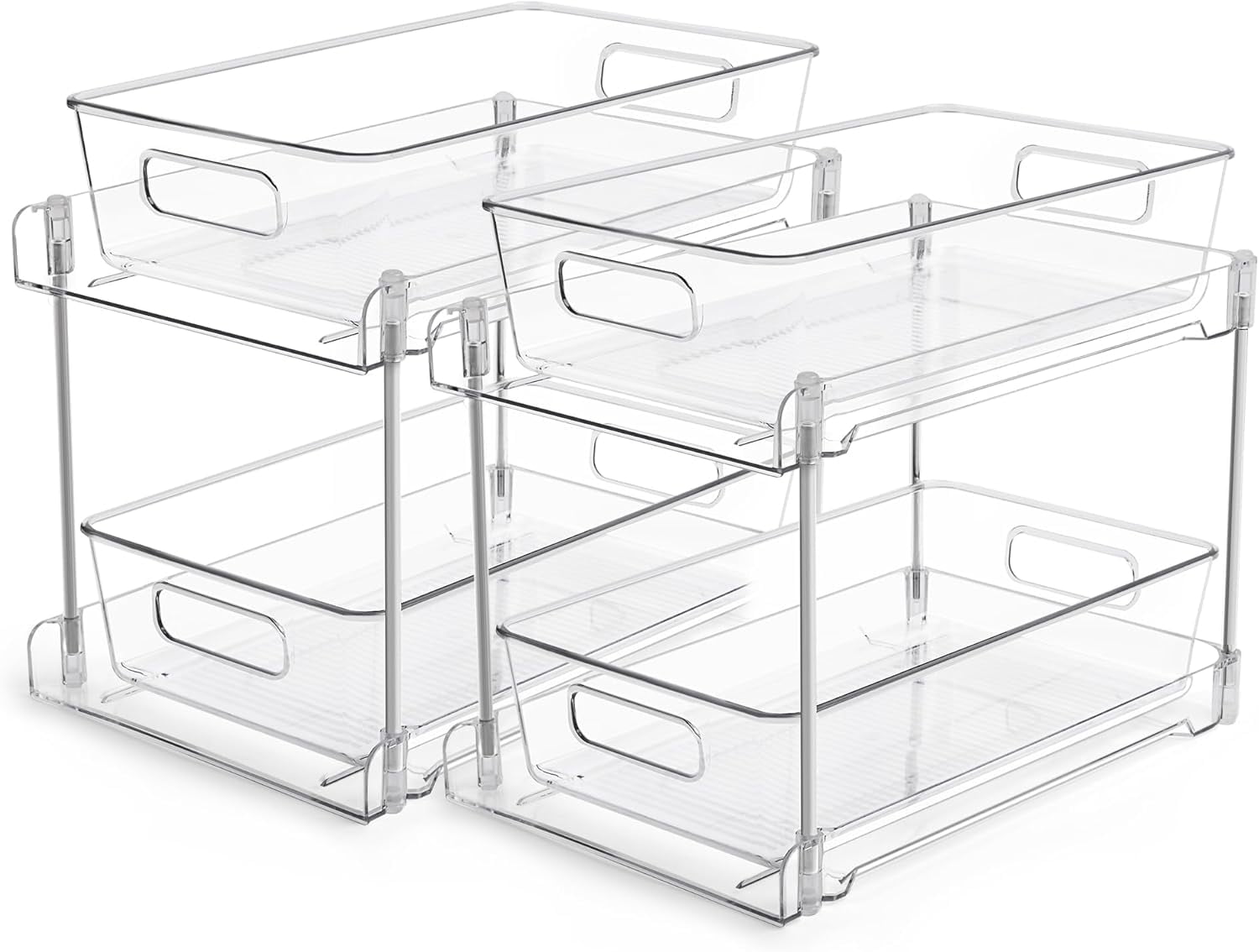2 Tier Bathroom Storage Organizer, 2 Pack Clear Under Sink Organizers ...